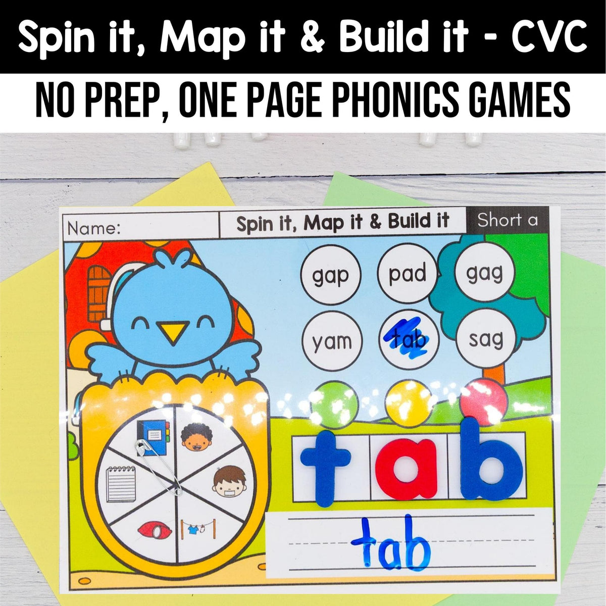 G14 Roll And Read CVC Words Say it Tap it Map It Phoneme Manipulation ...