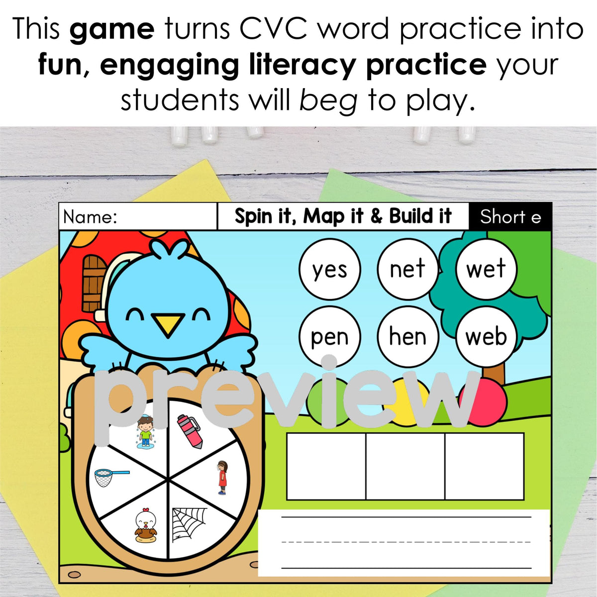 G14 Roll And Read CVC Words Say it Tap it Map It Phoneme Manipulation ...