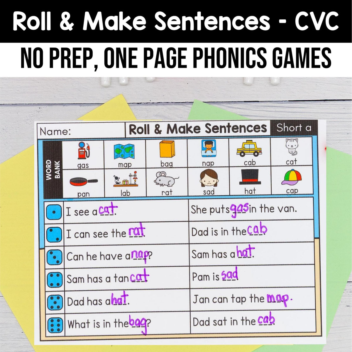 G16 Roll A Silly Sentences Building Game – My Nerdy Teacher