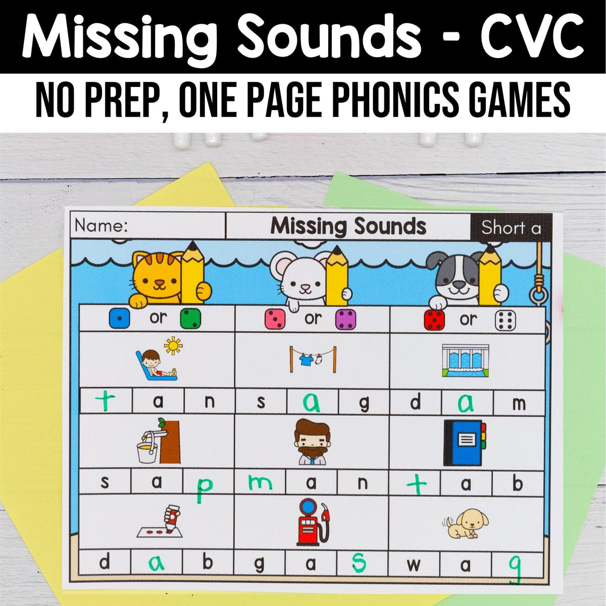 G19 Missing Sounds CVC Word Center – My Nerdy Teacher