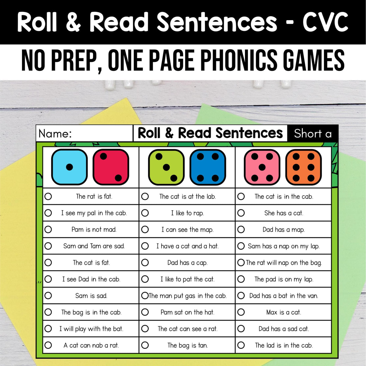 G4 Roll And Read CVC Words Sentences – My Nerdy Teacher