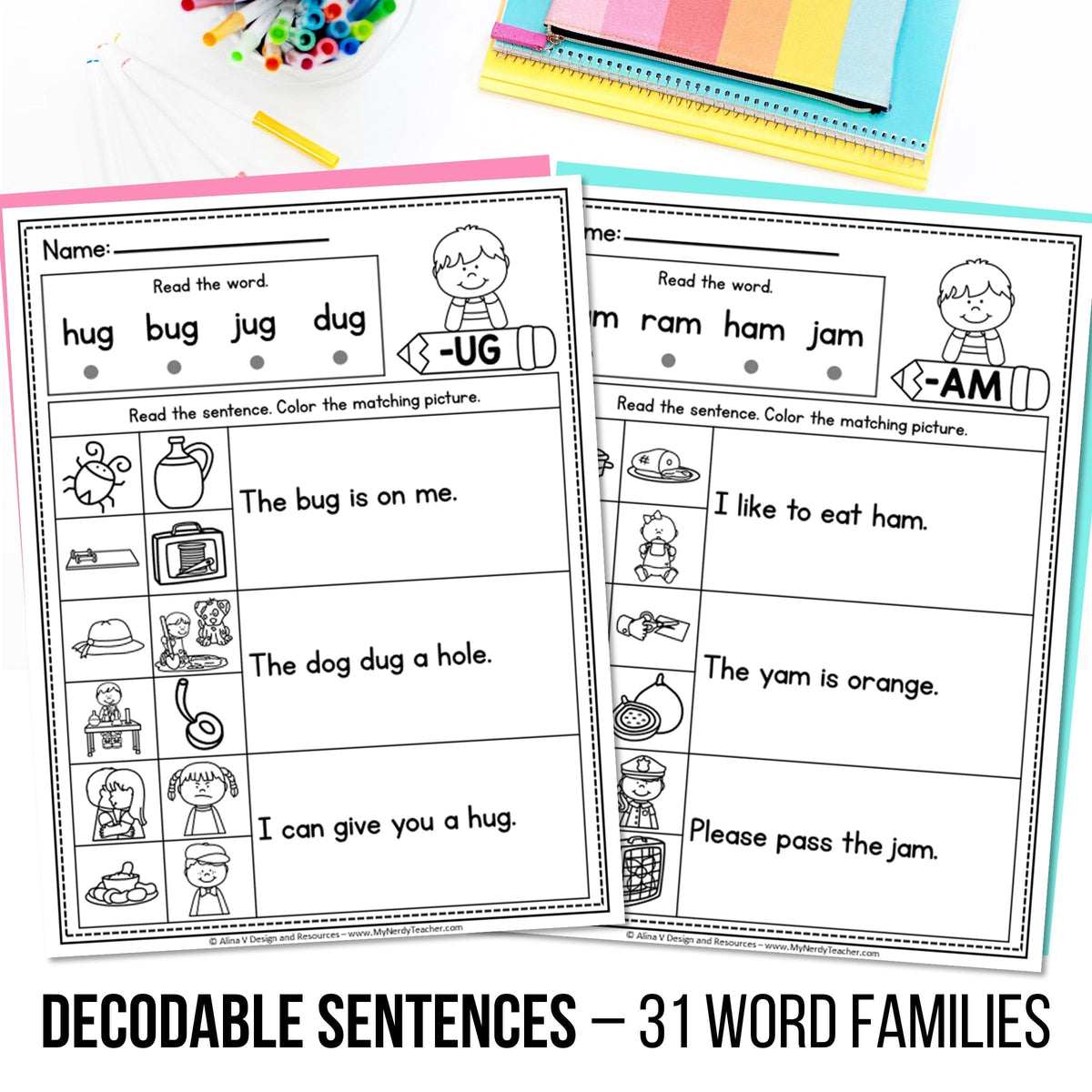 CVC Decodable Sentences Worksheets – My Nerdy Teacher