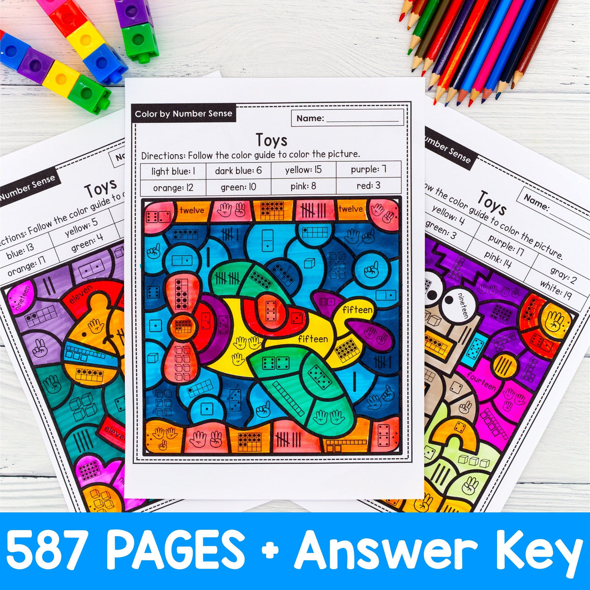 587 Color by Number Sense Worksheets 1 to 20 YEAR-LONG BUNDLE – My ...