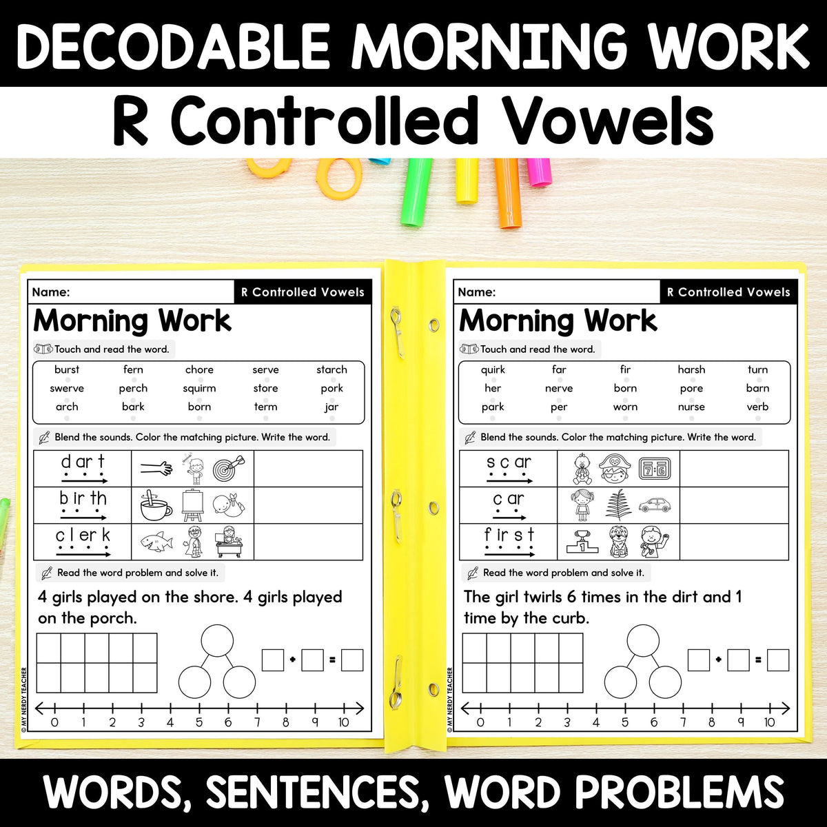 R Controlled Vowels Morning Work - Decodable Words, Sentences and Word ...