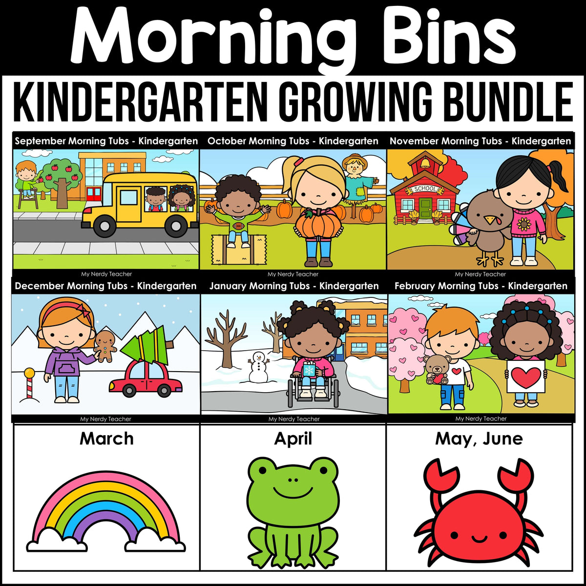 Kindergarten Morning Bins - YEAR LONG - GROWING BUNDLE – My Nerdy Teacher