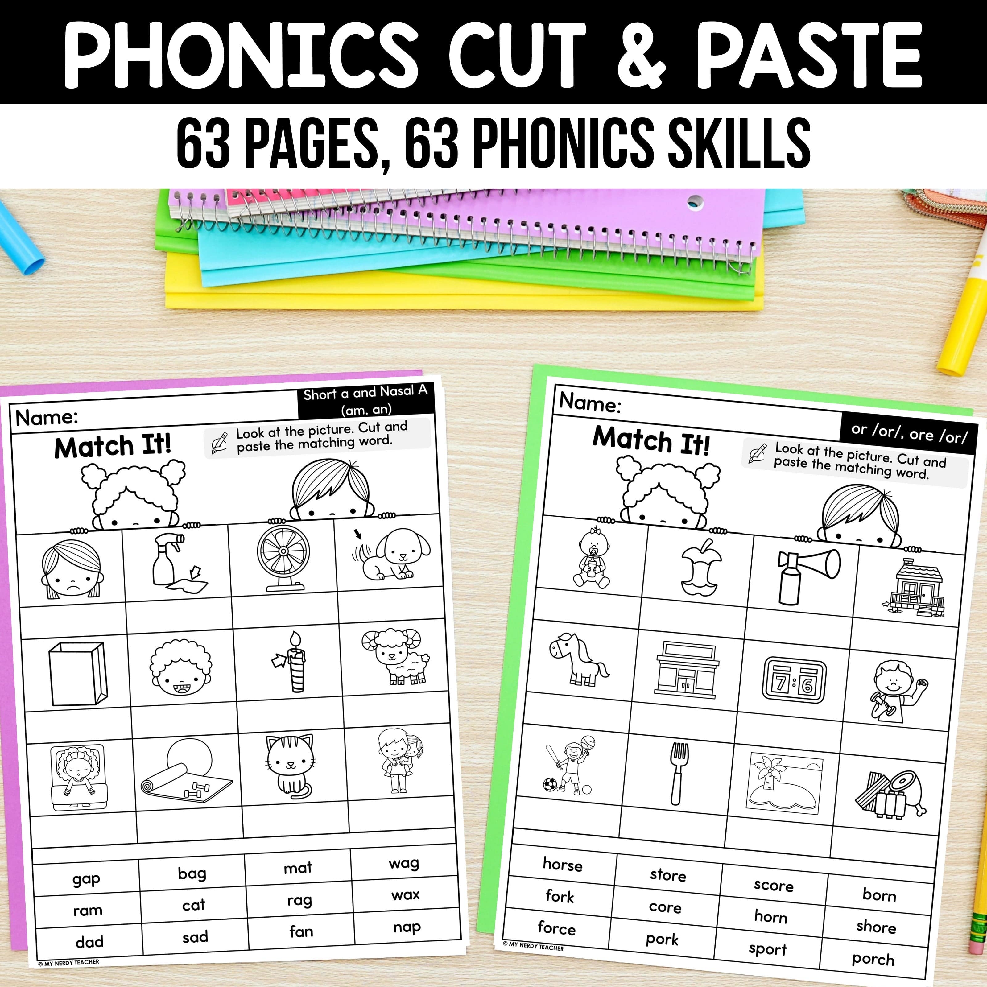 Cut And Paste Phonics Worksheets For 1st Grade Phonics Worksheets