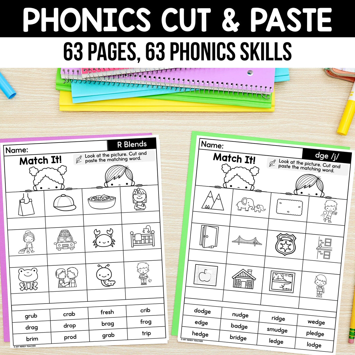 Phonics Cut and Paste Worksheets – My Nerdy Teacher