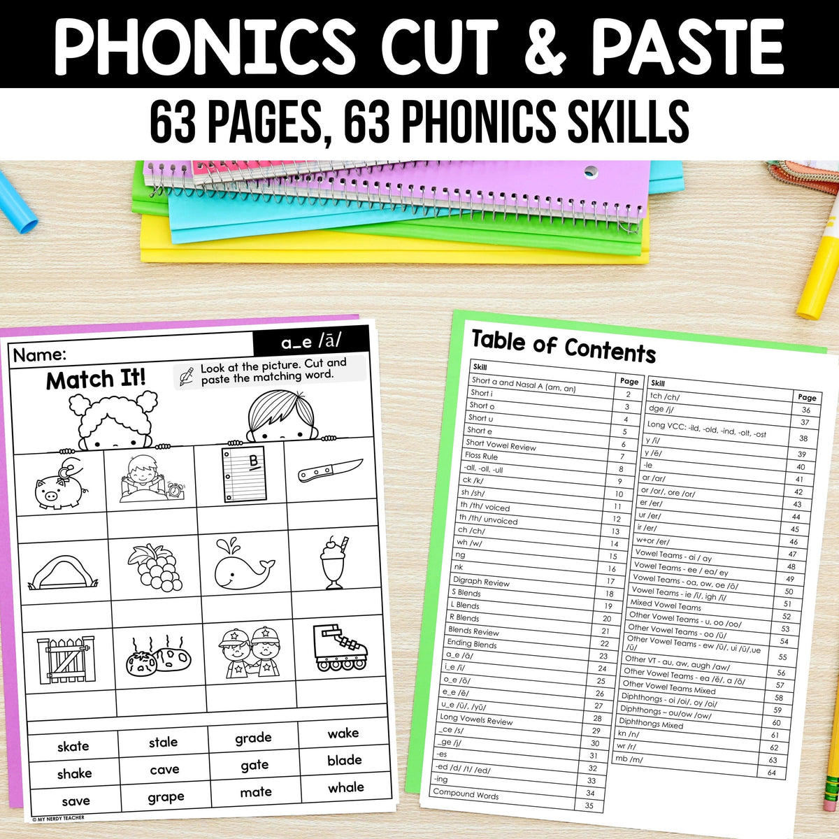 Phonics Cut and Paste Worksheets – My Nerdy Teacher