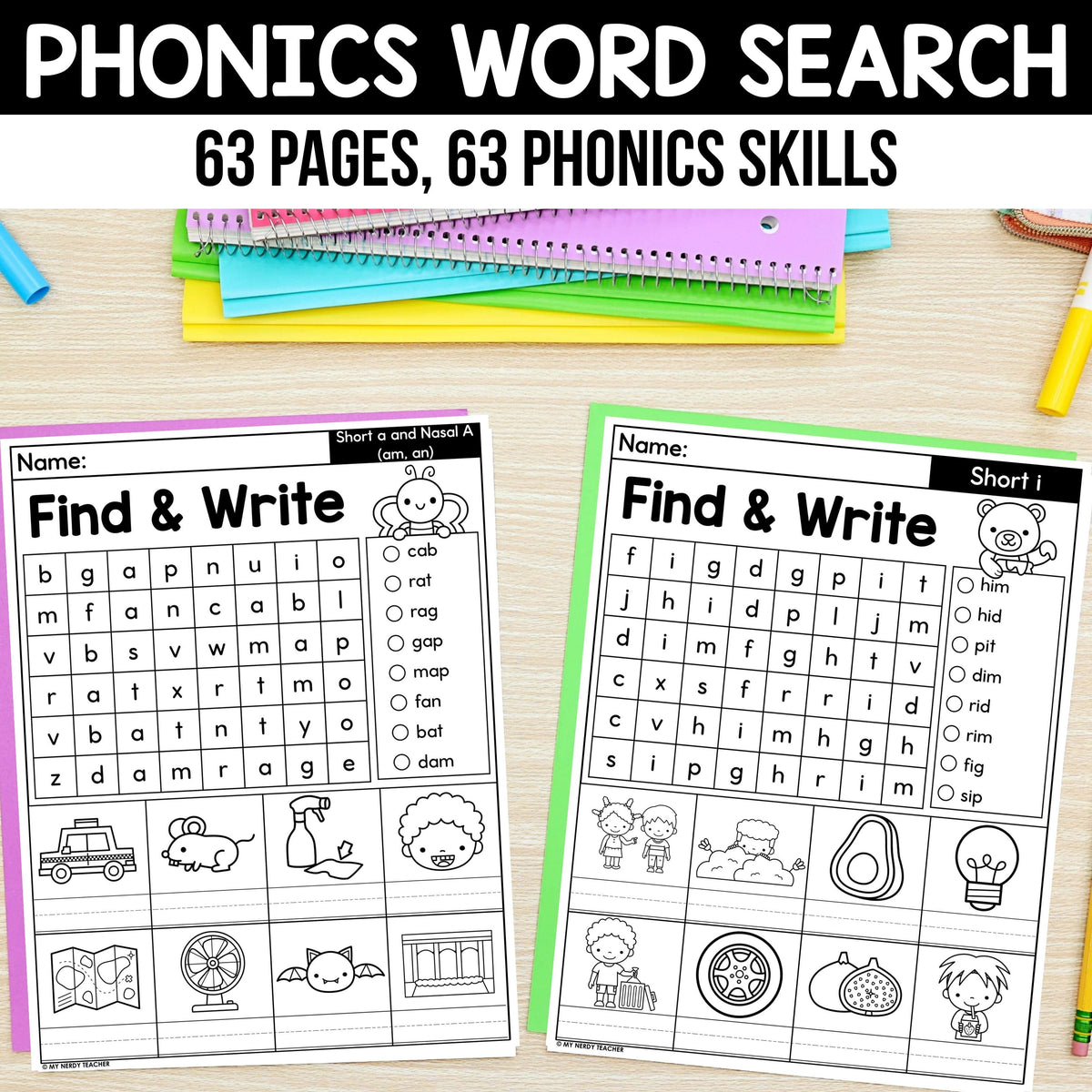 63 Phonics Word Search Worksheets – My Nerdy Teacher