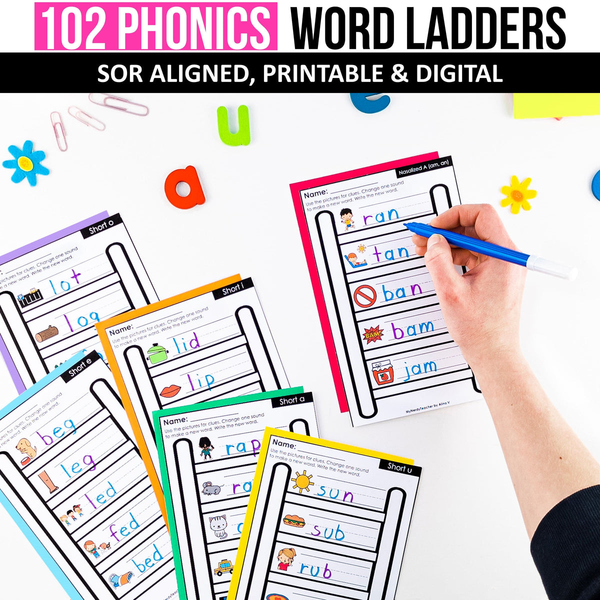 Buy3Get1 FREE B13 - Word Ladders, Decodable Puzzles, Mini Books, I Spy ...