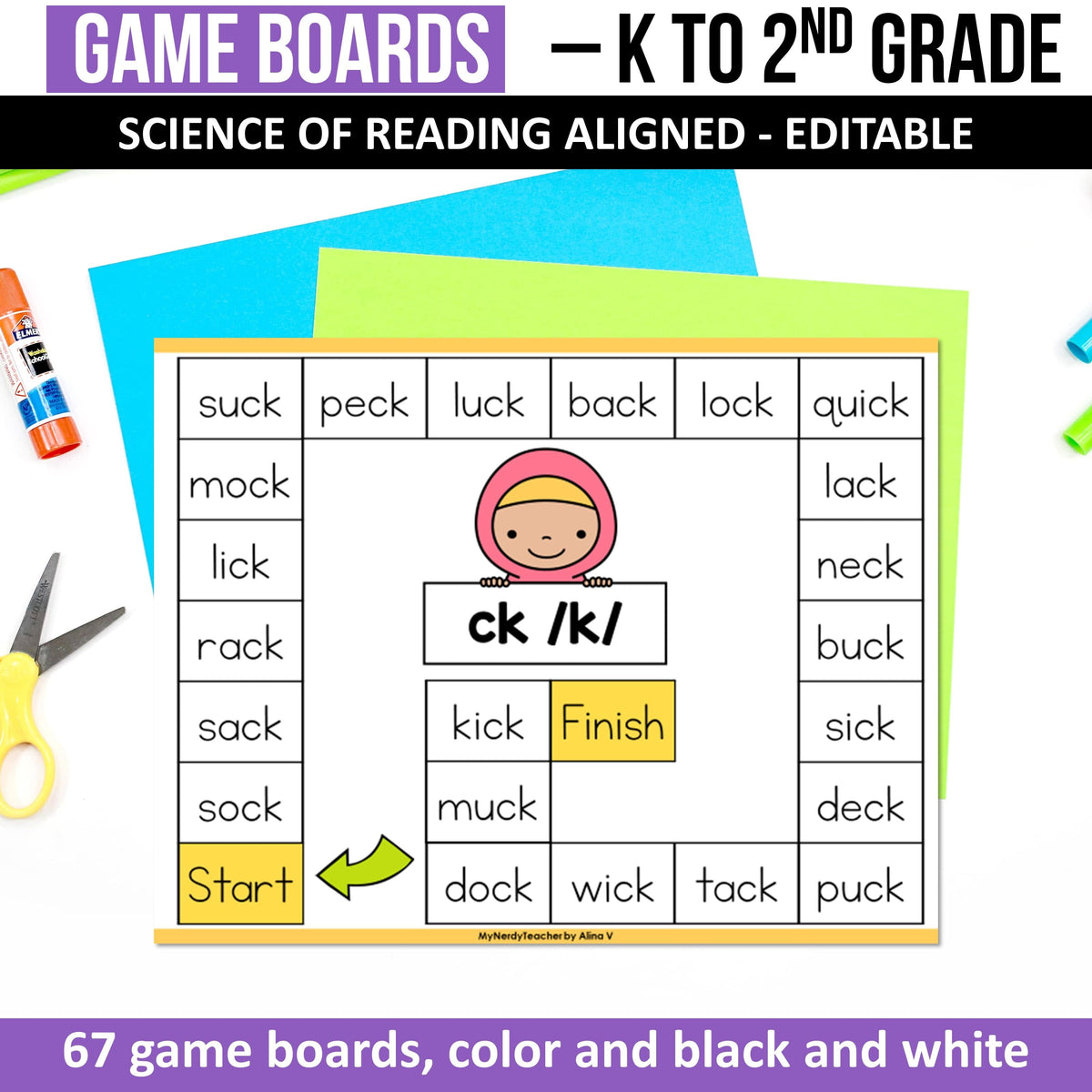 Science of Reading Game Board with Decodable Words (Editable) – My ...