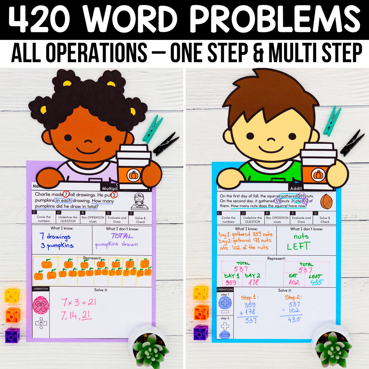 420 Editable Word Problems Year-Long Bundle - One Step & Multi Step, A ...
