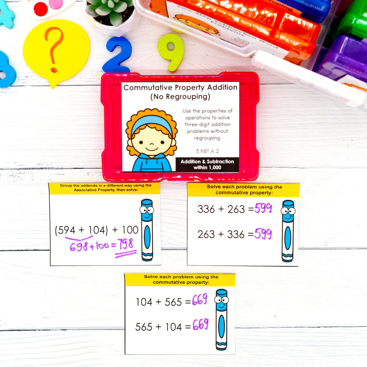 Addition and Subtraction within 1,000 - 3rd Grade Math Task Cards - CC ...