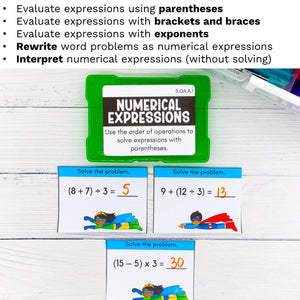 Numerical Expressions - 5th Grade Math Task Cards - CCSS Aligned – My ...