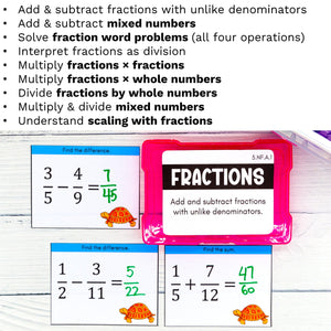 Fractions - 5th Grade Math Task Cards - CCSS Aligned – My Nerdy Teacher