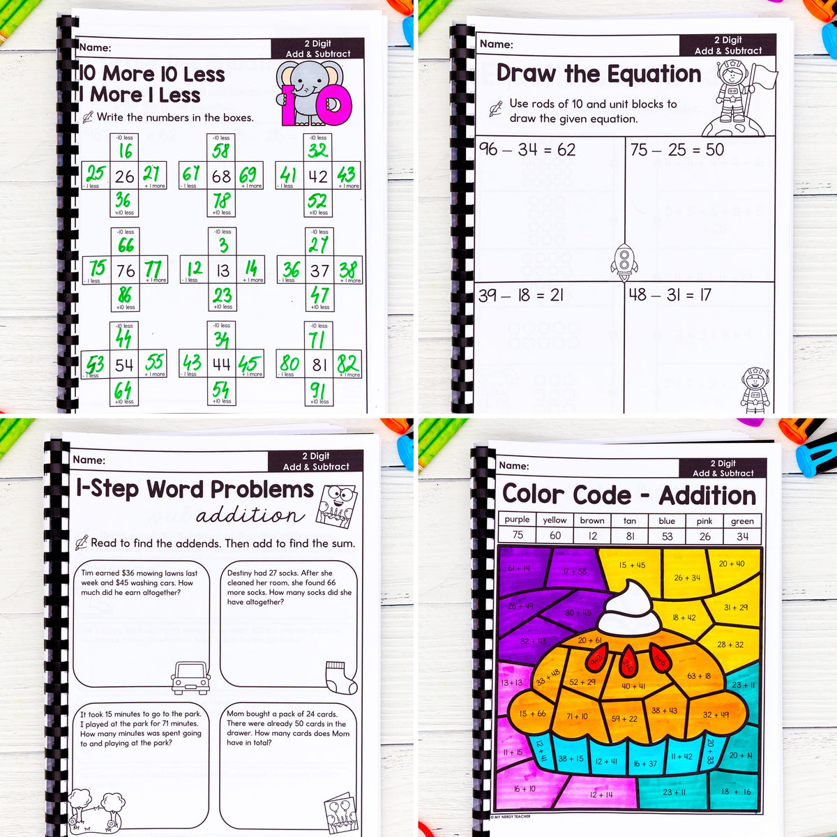 Two-Digit Addition & Subtraction - 2nd Grade Math Worksheets – My Nerdy ...