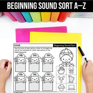Beginning Sound Sort A–Z | Cut and Paste Phonemic Awareness Worksheets ...