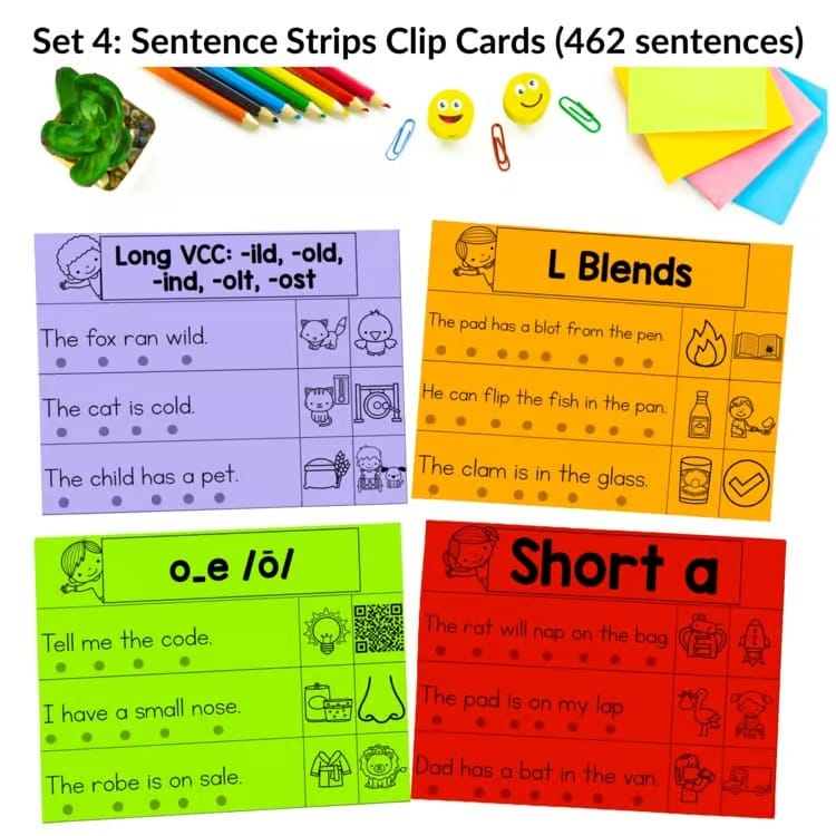 Sentence Strips Clip Cards (462 sentences) + Editable PowerPoint – My ...