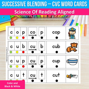 Successive Blending CVC Word Cards - SOR Aligned – My Nerdy Teacher