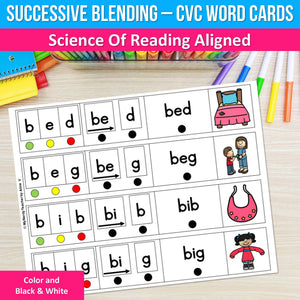 Successive Blending CVC Word Cards - SOR Aligned – My Nerdy Teacher