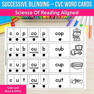 Successive Blending CVC Word Cards - SOR Aligned – My Nerdy Teacher