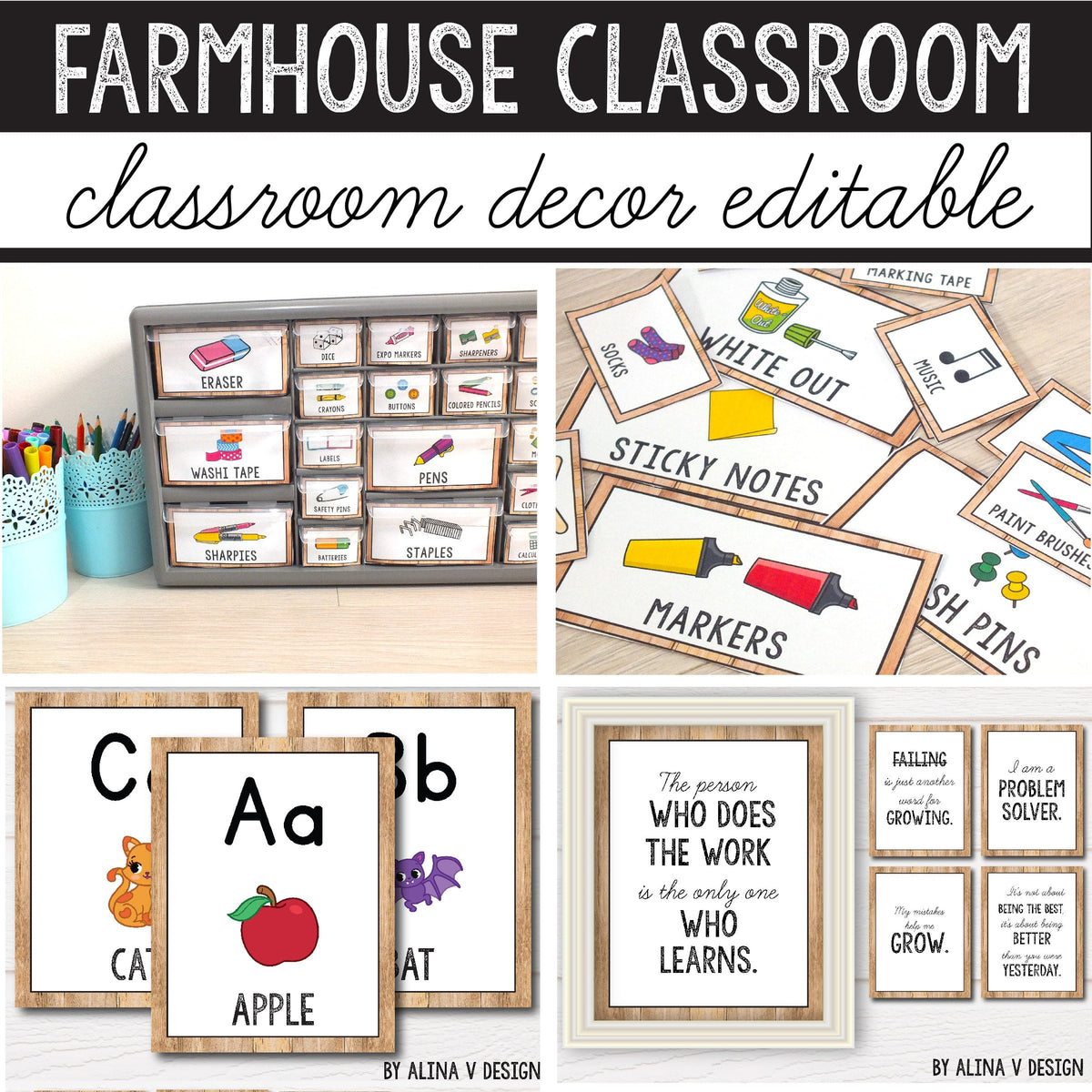 Modern Farmhouse Classroom Decor Growth Mindset Posters – My Nerdy Teacher