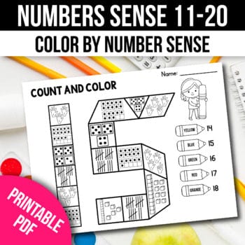 Color by Number Sense Worksheets Teen Numbers – My Nerdy Teacher