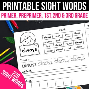I Can Read Sight Word Fluency Practice for Preschool, Kindergarten, 1s ...