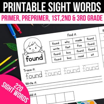 I Can Read Sight Word Fluency Practice for Preschool, Kindergarten, 1s ...
