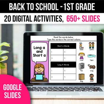 Digital Back to School Activities 1st Grade Math Games for Google Slid ...